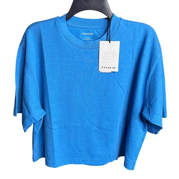 Coach | Tops | Coach Signature Bright Blue Organic Cotton Oversized Top ...